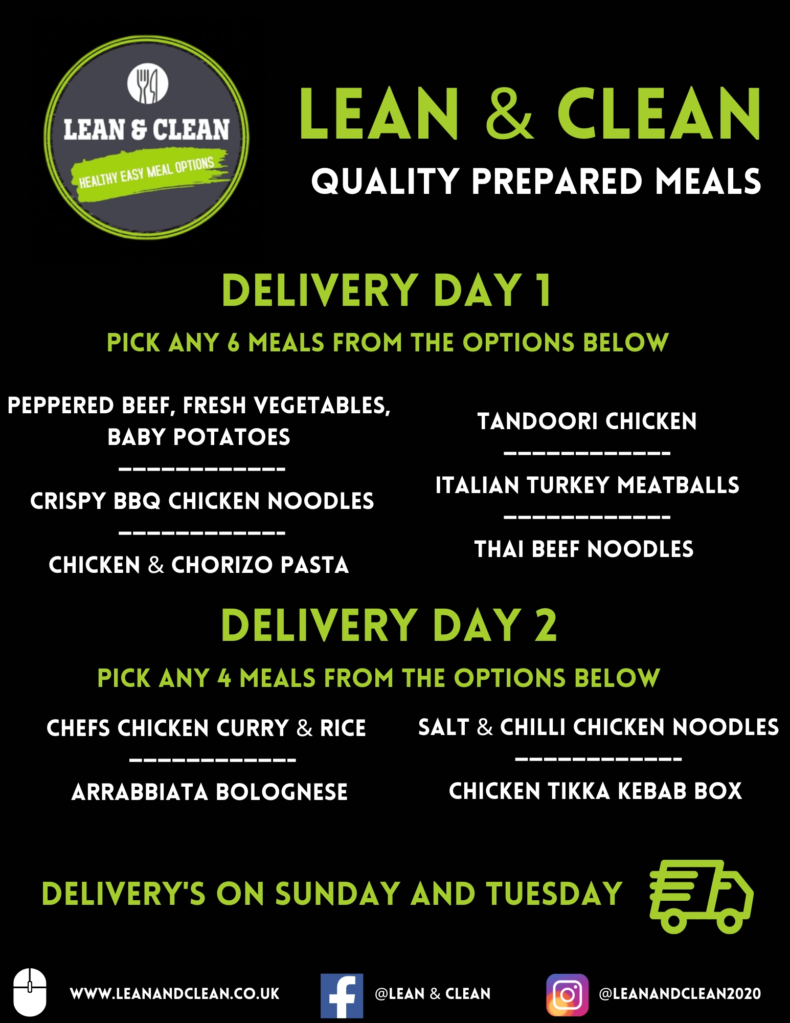 Menu – Lean & Clean